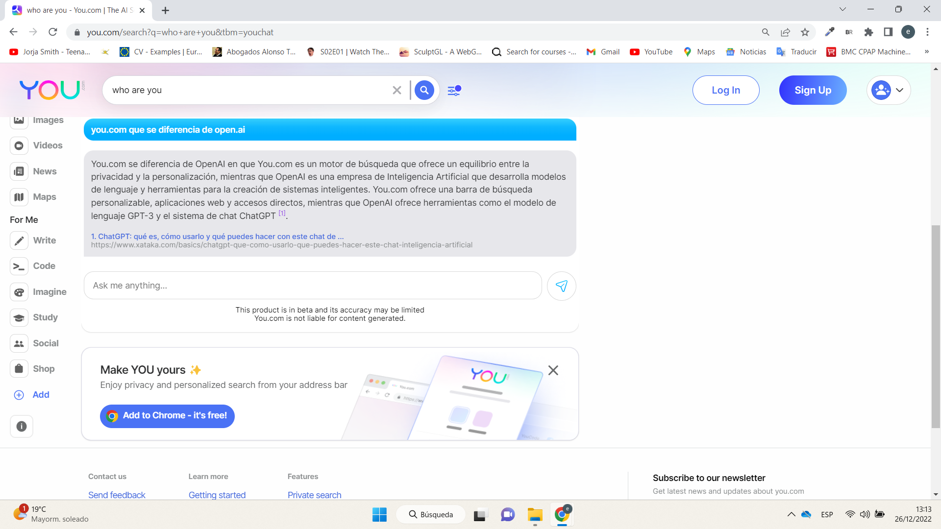 Conoce YouChat, el nuevo competidor de ChatGPT y Google que usa IA avanzada | Observatorio IA